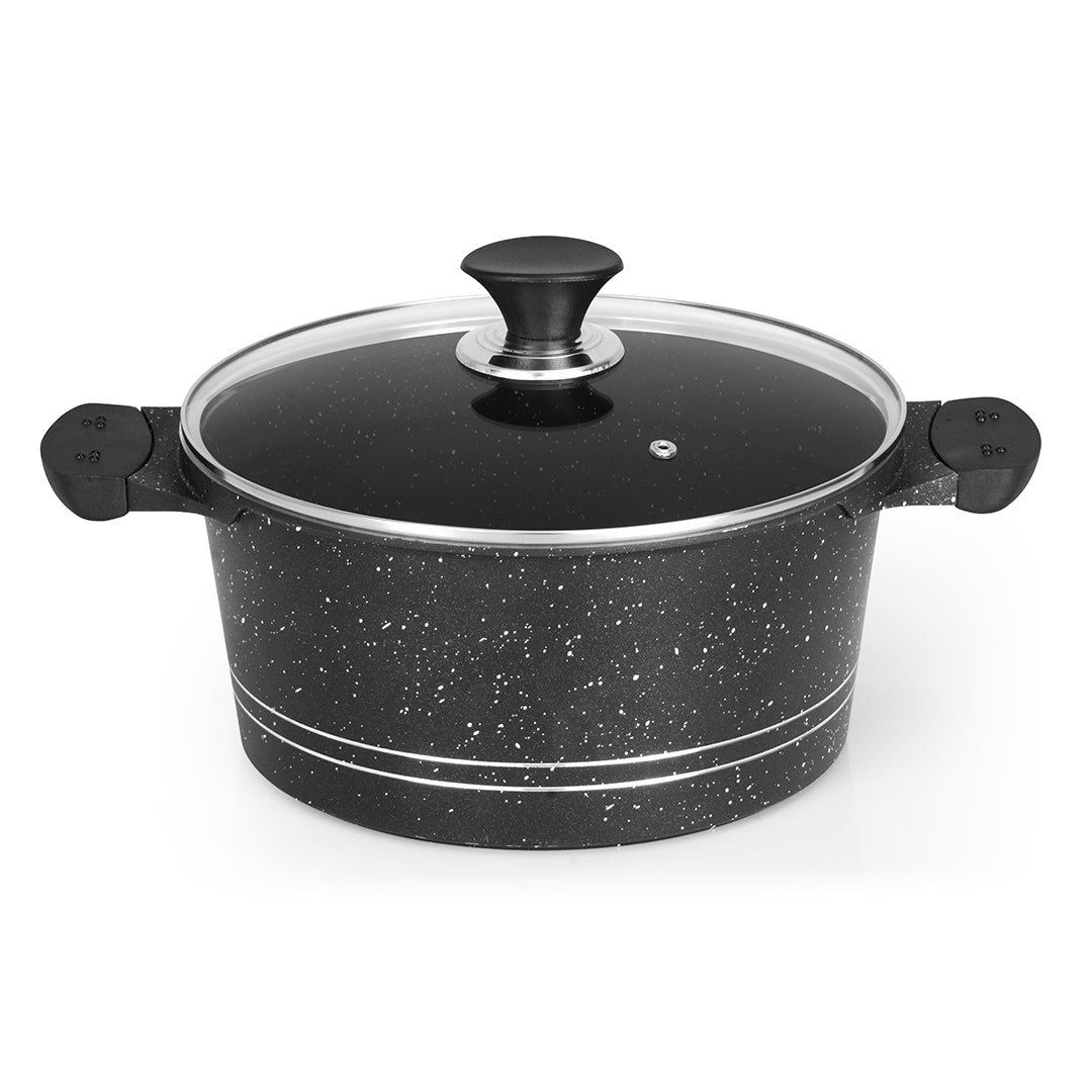 Crown Granite Non-Stick Cooking Pot with Glass Lid – Eco-Friendly & In ...
